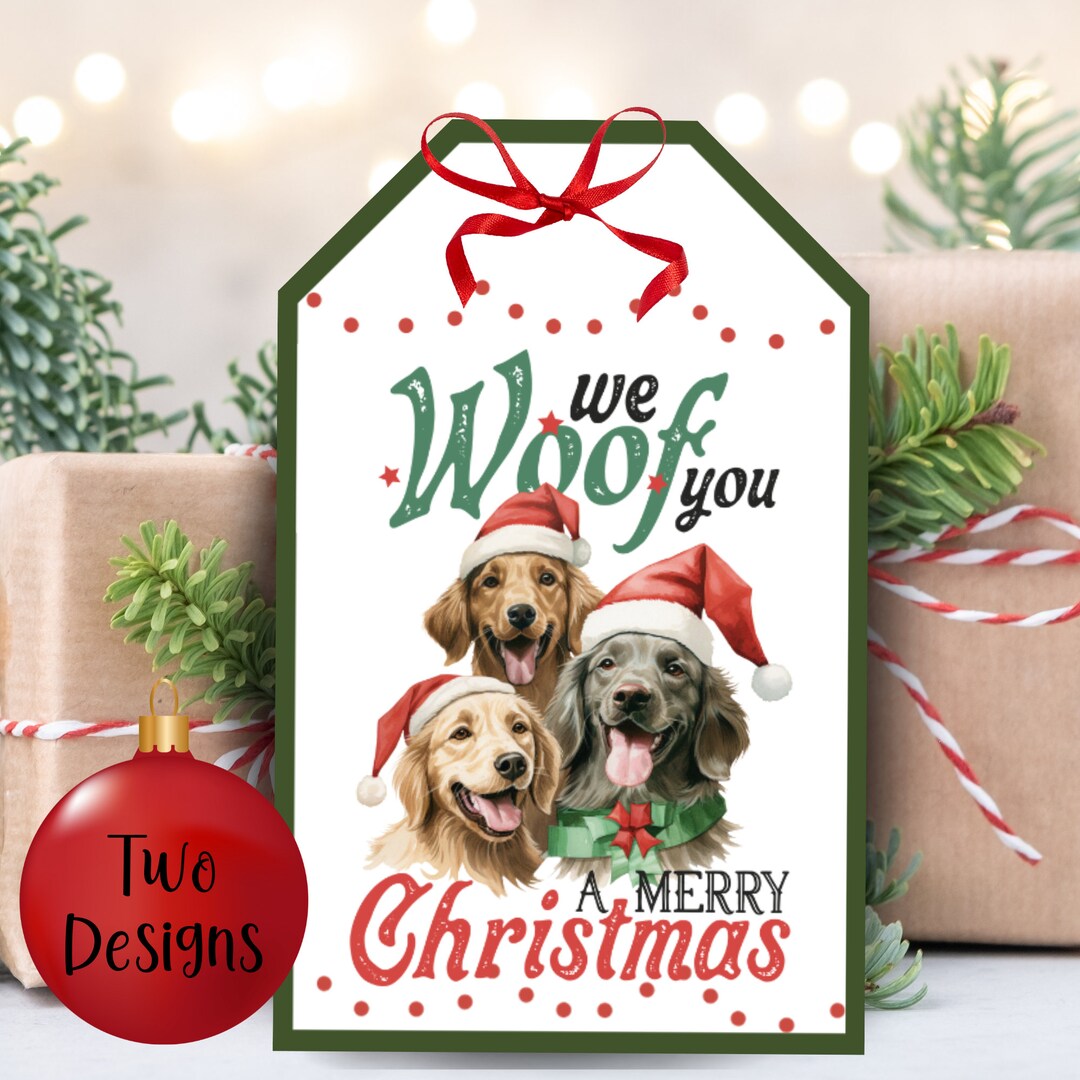 Printable Christmas Dog Gift Tags Merry Christmas Tag Cute Christmas ...