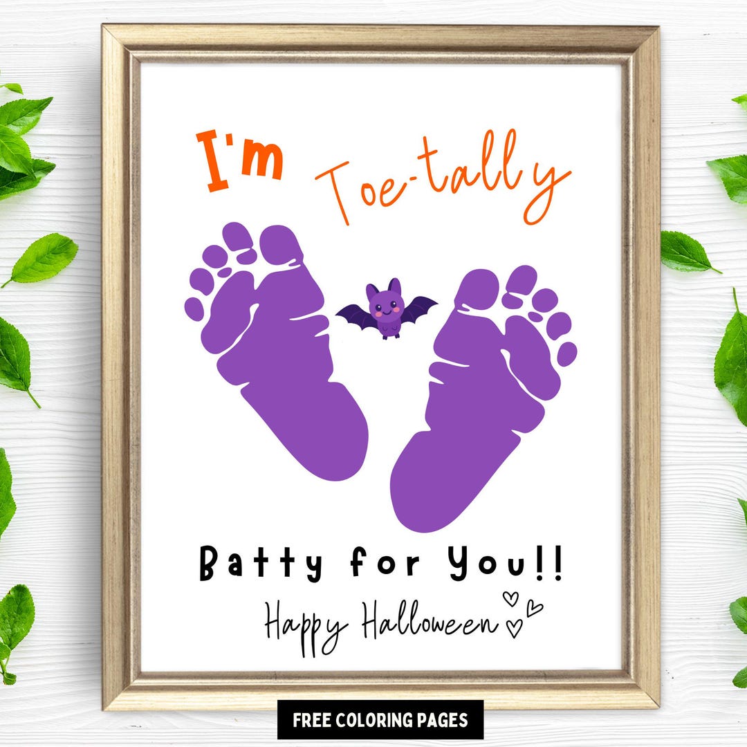 Halloween Footprint Art Craft, I'm Toe-tally Batty Footprint Craft ...