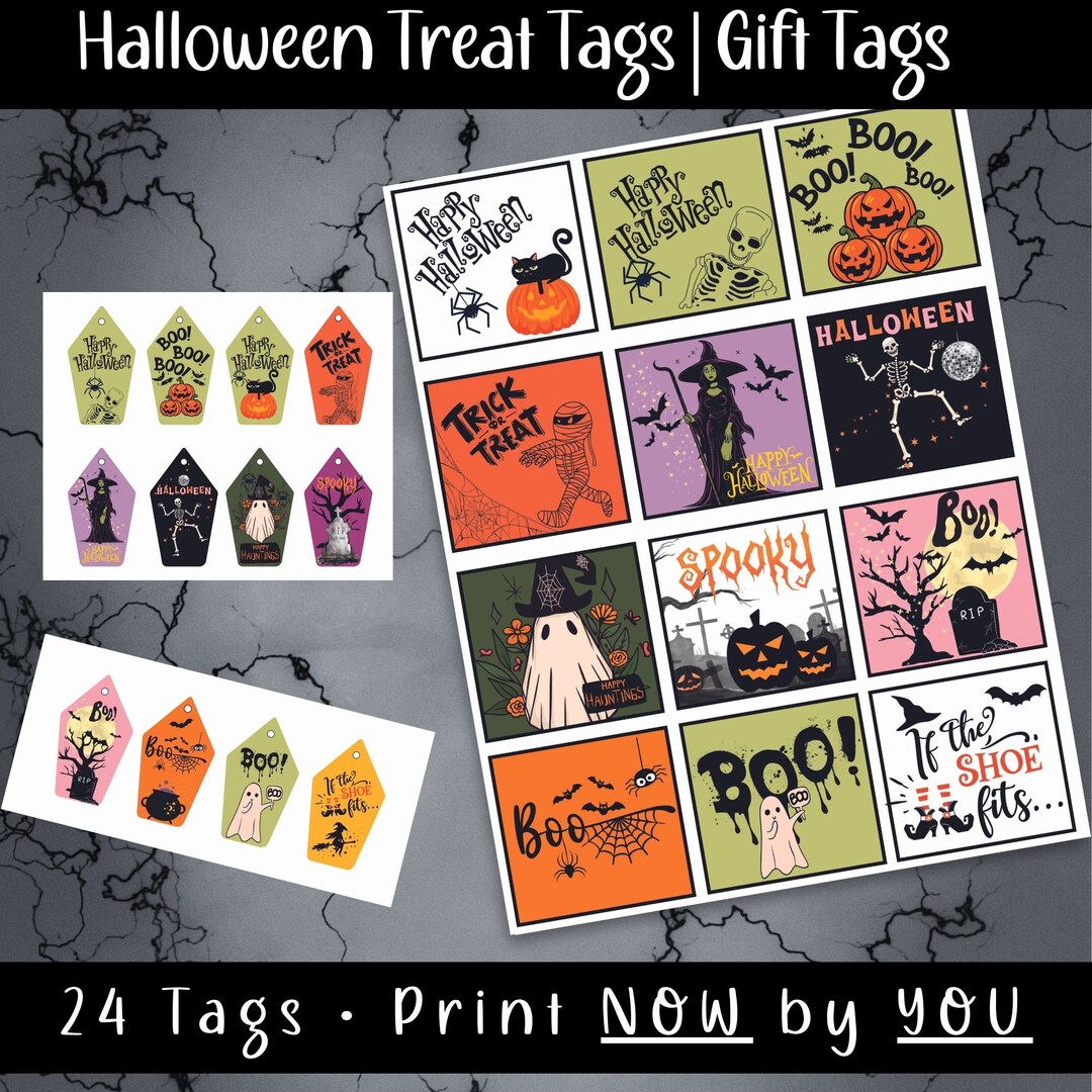 Halloween Treat Tags| Printable Halloween Treat Tags|groovy Ghost Favor ...