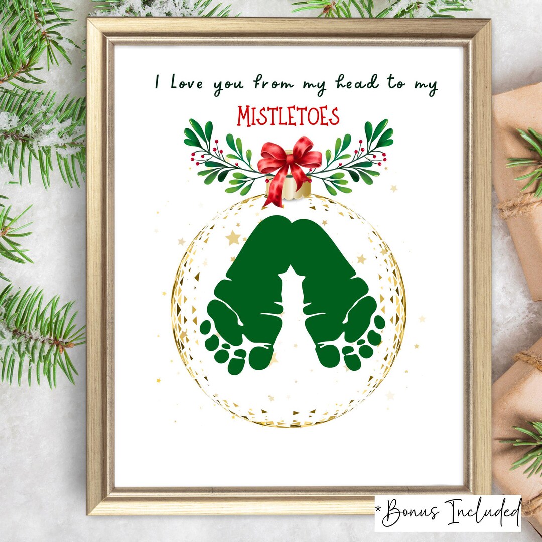 Mistletoes Footprint Ornament Craft| Christmas Mistletoes Winter ...