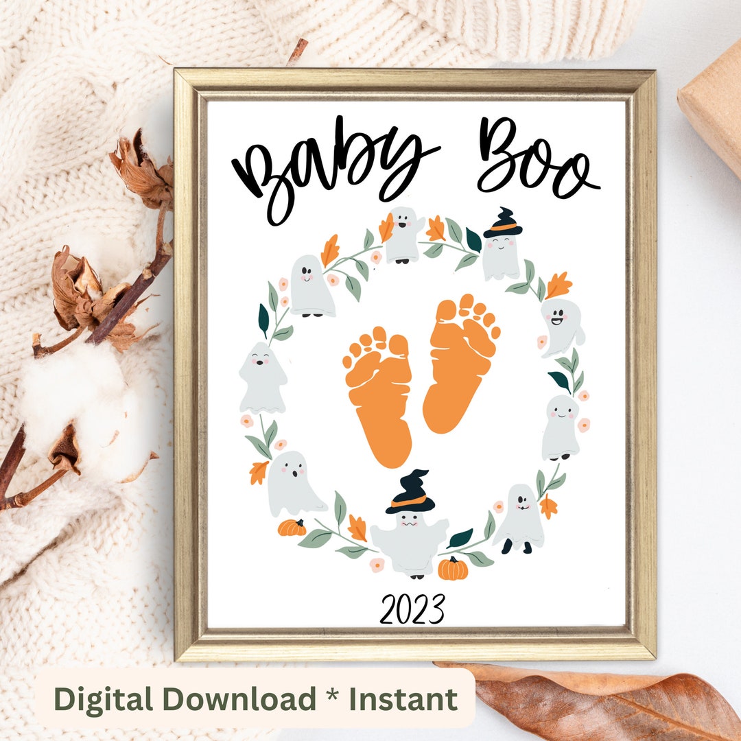 Fall Handprint Art Halloween Baby Boo Footprint Art Craft for - Etsy
