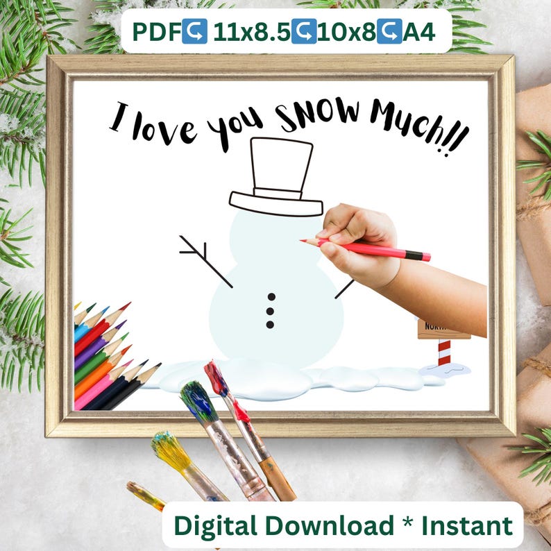 Snowman Handprint Art| I Love You Snow Much Christmas Winter Handprint ...