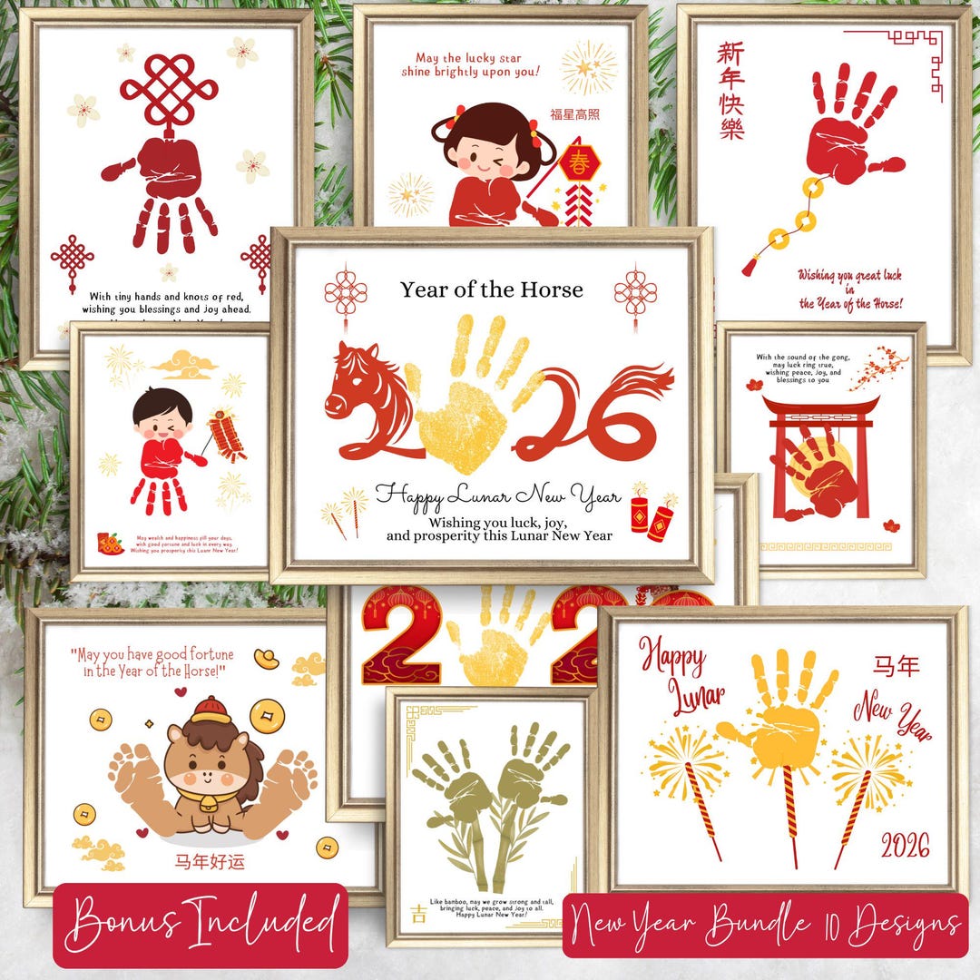 Lunar New Year 2026 Handprint Art Bundle, Year of the Horse Handprint ...