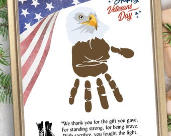 Veterans Day Handprint Art Craft DIY Card Patriotic Sign Poem Keepsake ...