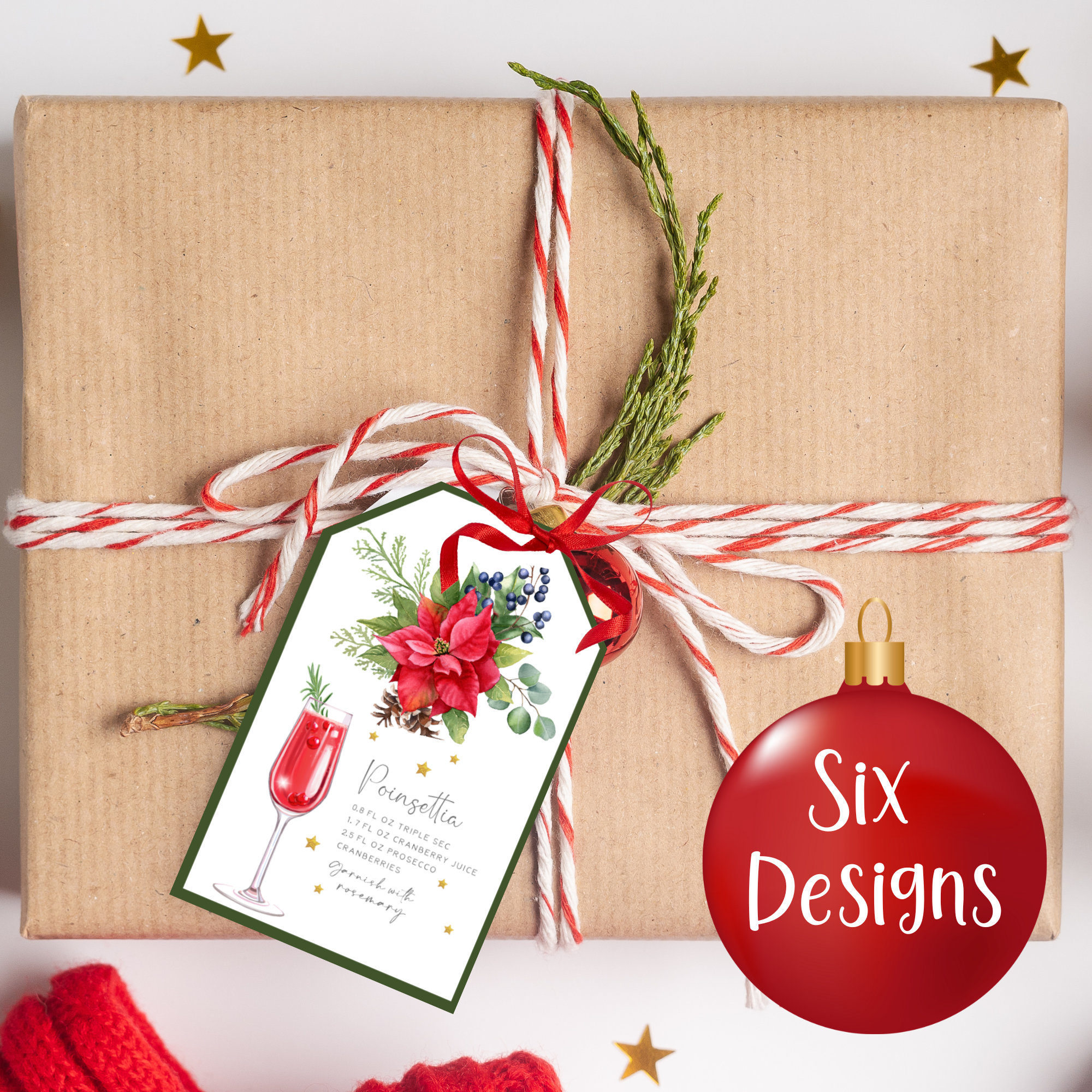 Drink Recipe Gift Tag| Holiday Cocktail Recipe Tags for Christmas Gift ...
