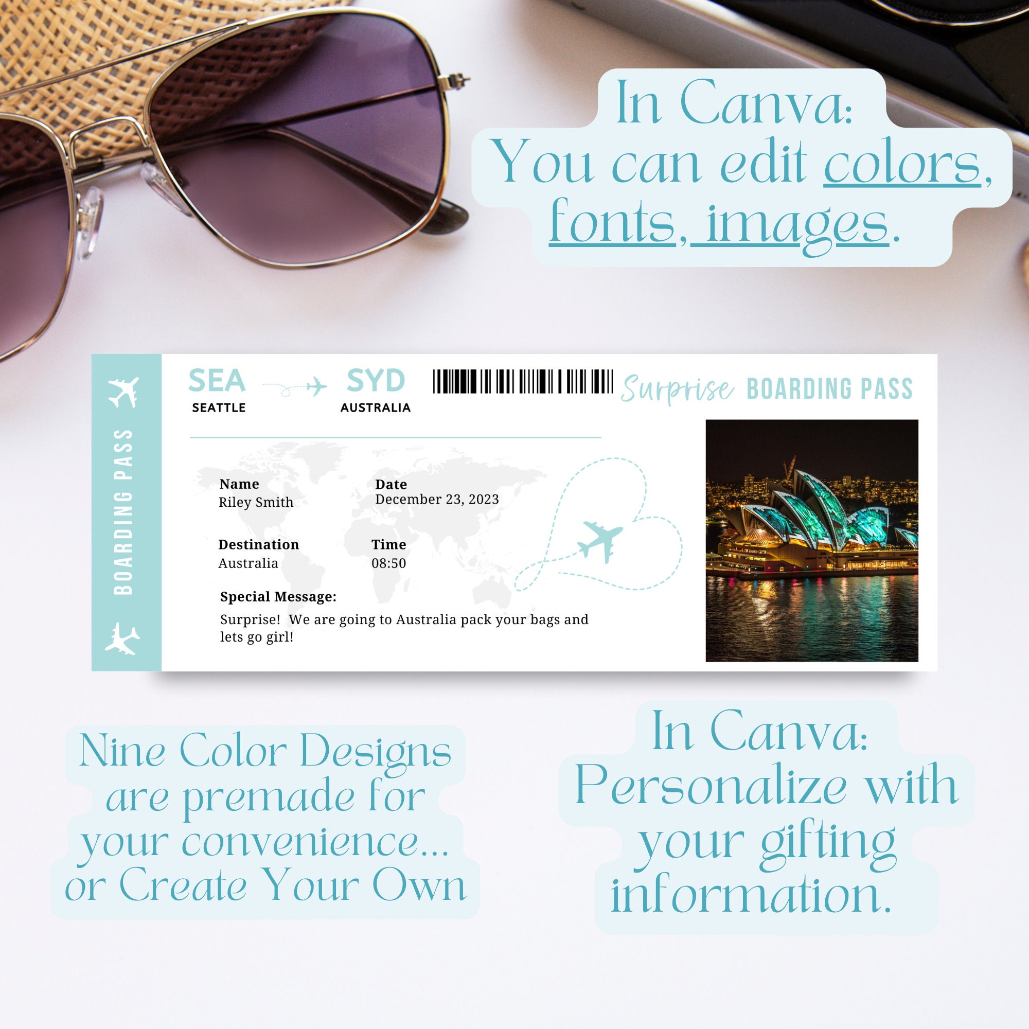 Boarding Pass Template| Boarding Pass Ticket| Surprise Destination ...