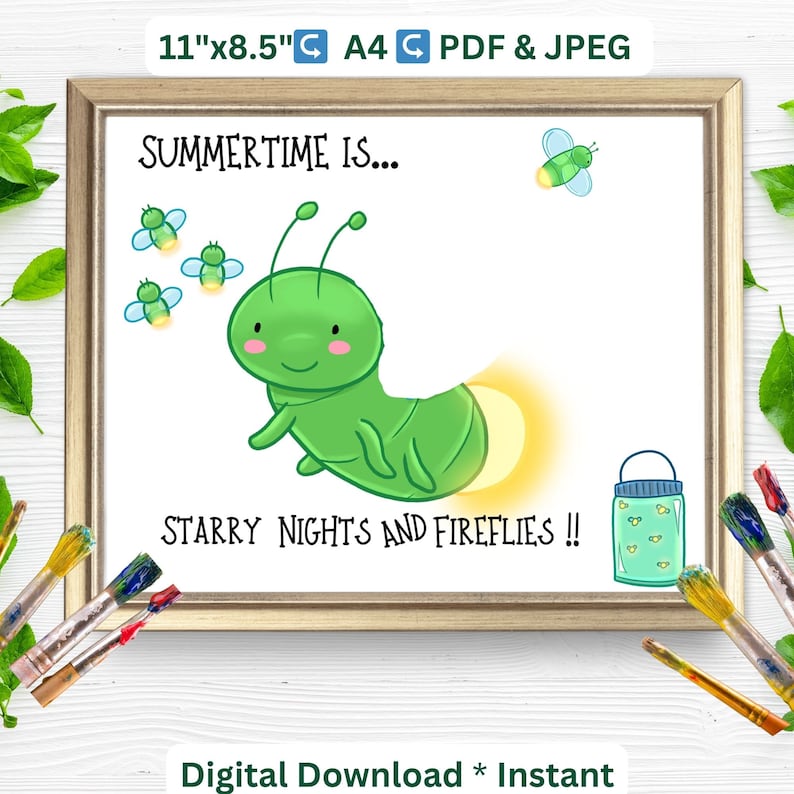 Summer Footprint Craft| Starry Firefly Footprint Art Printable Sign ...