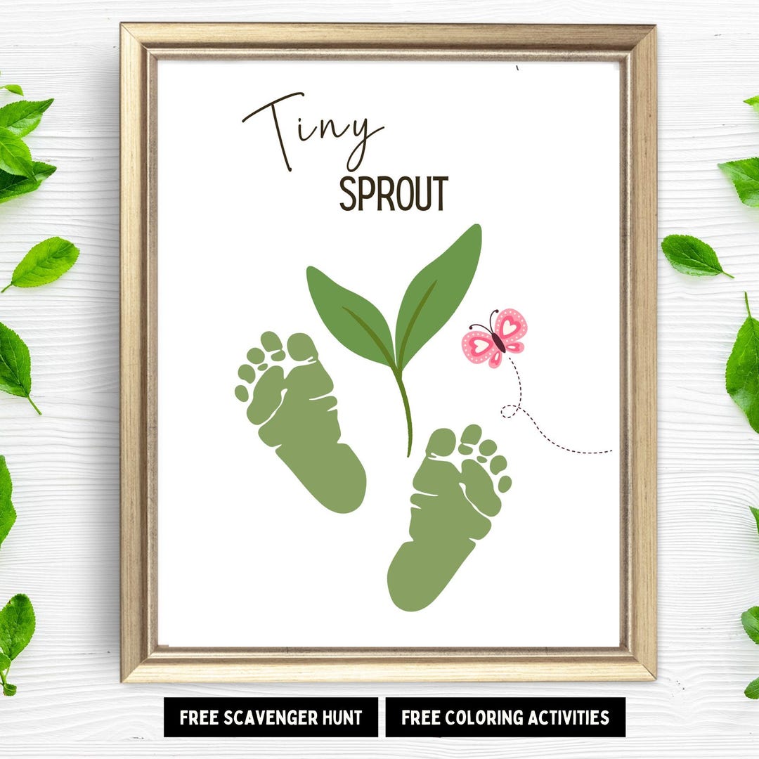 Spring Handprint Craft| Tiny Sprout Baby Footprint Art| Preschool ...