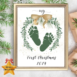 My First Christmas Handprint Footprint Art Craft| Baby's 1st Xmas Craft ...