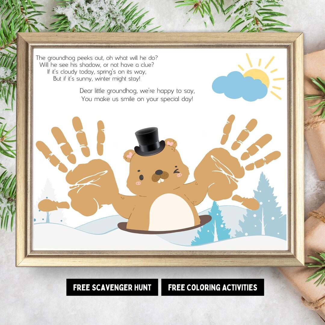 Groundhog Day Handprint Art for Toddlers Winter Footprint Craft ...