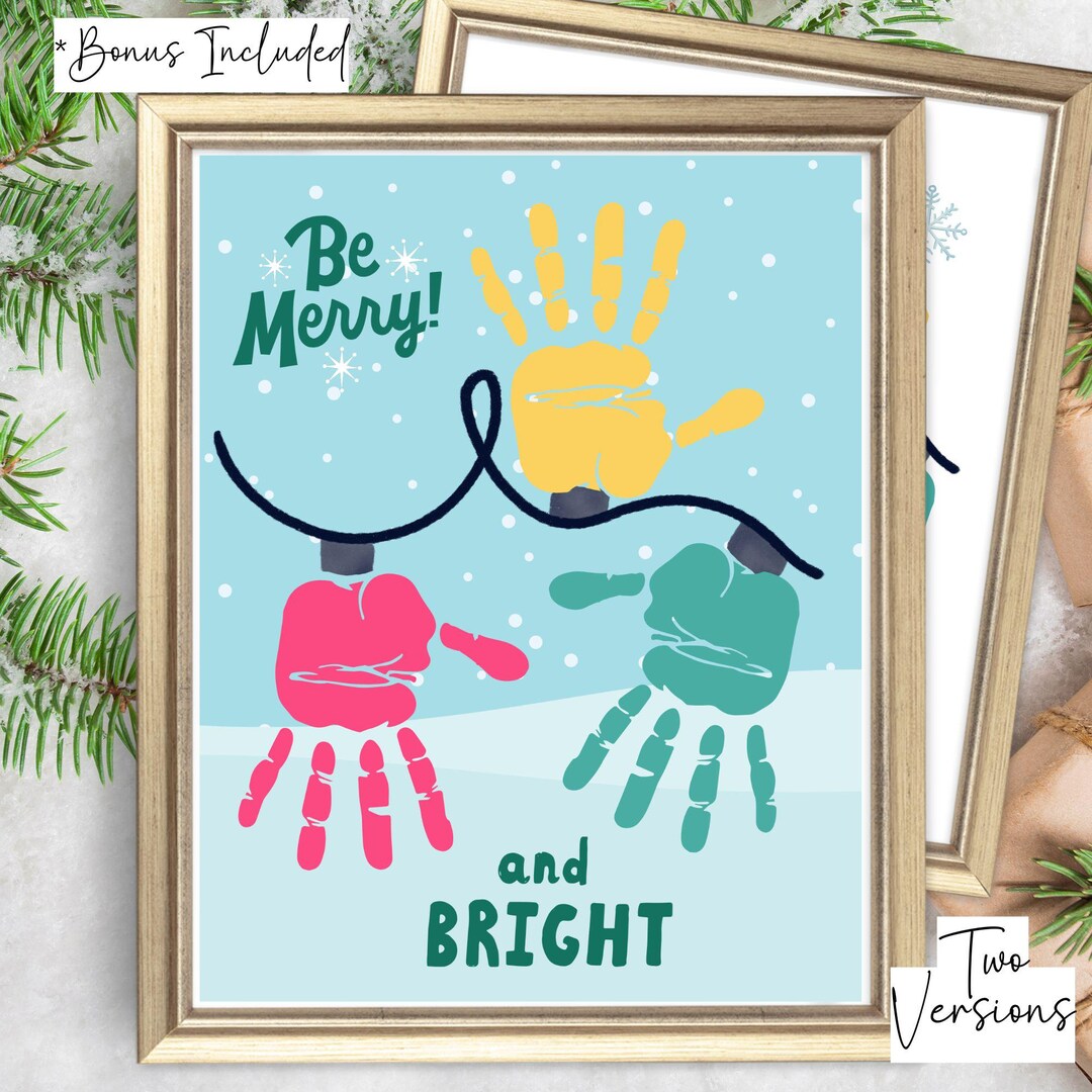 Be Merry and Bright Handprint Craft| Christmas Lights Winter Handprint ...