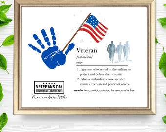Veterans Day Handprint Art Craft| DIY Card Patriotic Sign Poem Keepsake ...