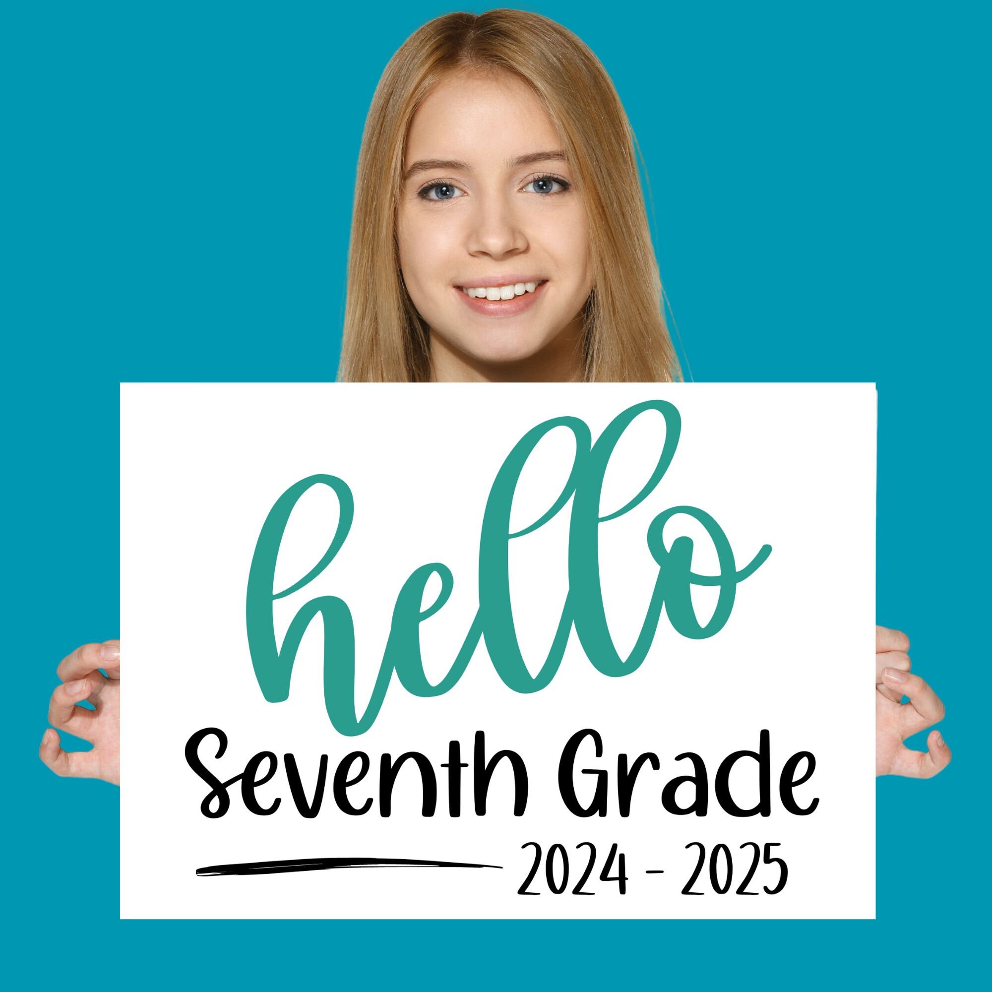 Hello Seventh Grade First Day of School Sign| First Day of 7th Grade ...