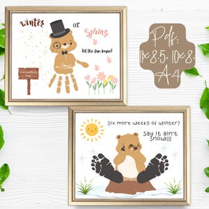 Groundhog Day Handprint Art| Winter Footprint Craft| Scavenger Hunt ...