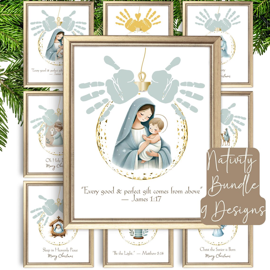 Nativity Handprint Art Bundle, Sunday School Craft Christmas Handprint ...