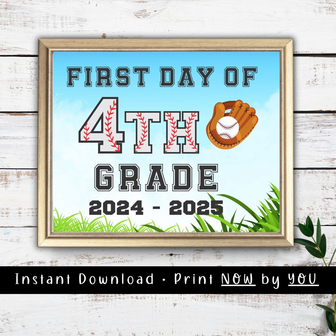 First Day of School Sign Printable| First Day of 4th Grade Printable ...