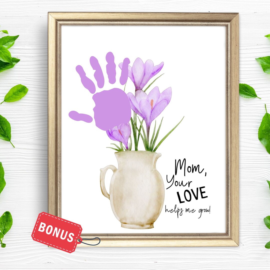 Mother's Day Flower Handprint Craft| Floral Bouquet Footprint Sign ...