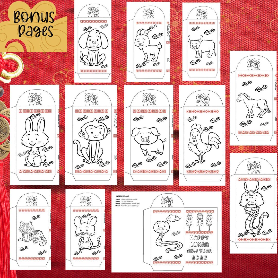 Lunar New Year Red Envelope Coloring Activity Chinese New Year of the ...