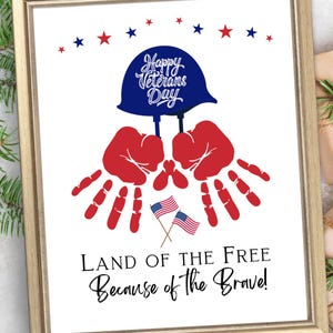 Veterans Day Handprint Art Craft DIY Card Patriotic Sign Poem Keepsake ...