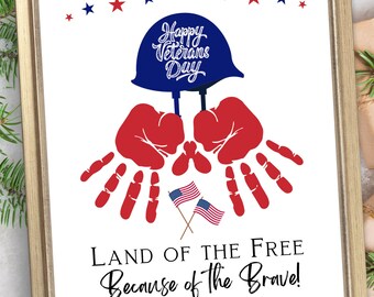 Veterans Day Handprint Art Craft DIY Card Patriotic Sign Poem Keepsake ...