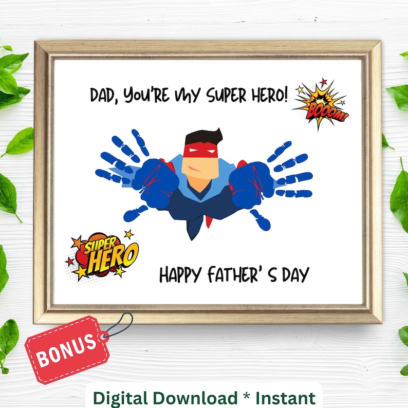 Fathers Day Footprint Craft| Dad Superhero Handprint Sign for Kids ...