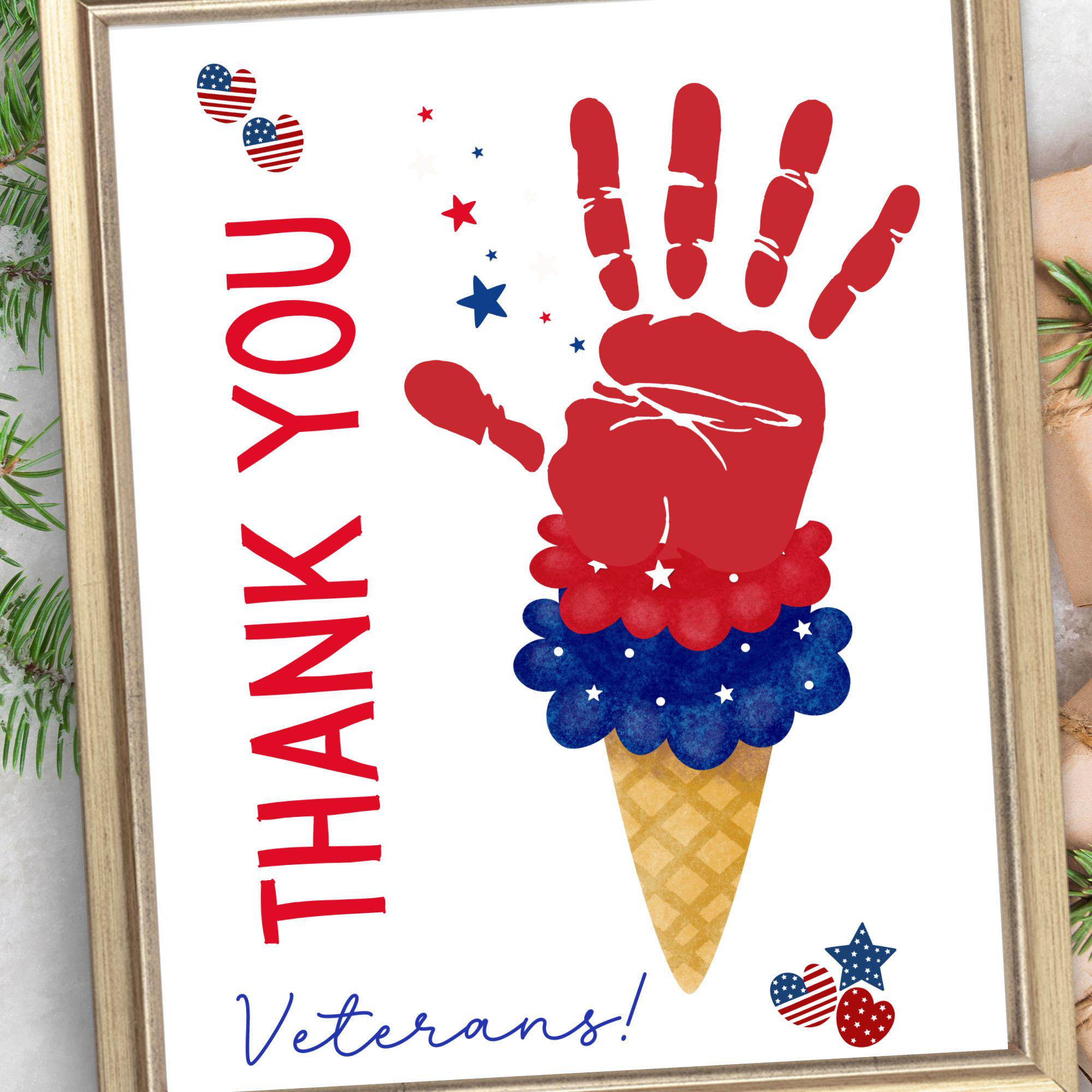 Veterans Day Handprint Art Craft| DIY Card Patriotic Sign Poem Keepsake ...