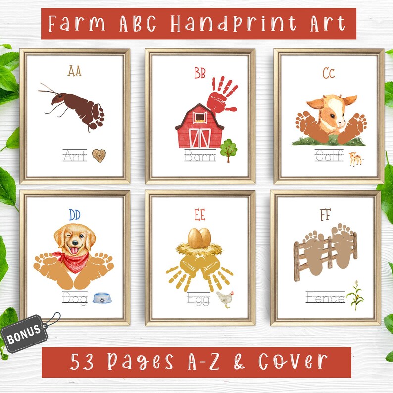 ABC Handprint Book Art Craft Phonic Alphabet Book for Kids Farm Animal ...