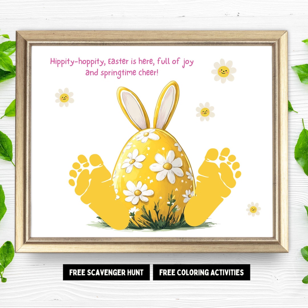 Bunny Handprint Art| Happy Easter Egg Handprint Craft| Baby Keepsake ...