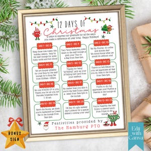 Editable Christmas Holiday Appreciation Flyer| Teacher 12 Days of ...