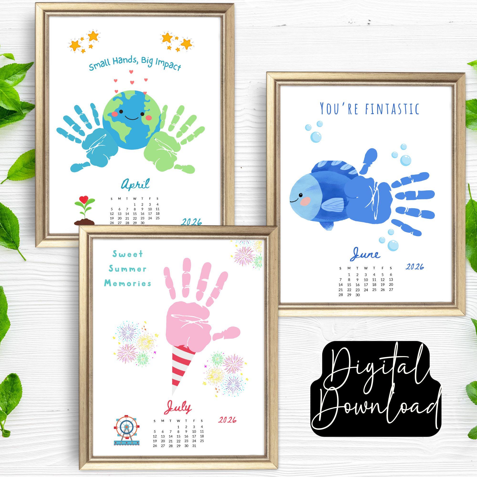 2026 Handprint Calendar Printable, Kids Handprint Art Craft, Monthly ...