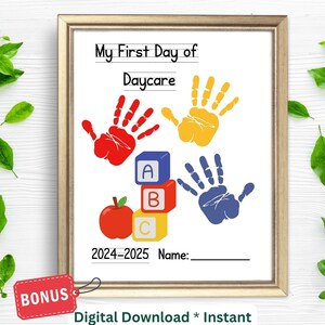 First Day of Daycare Handprint Craft| First Day of School Printable ...