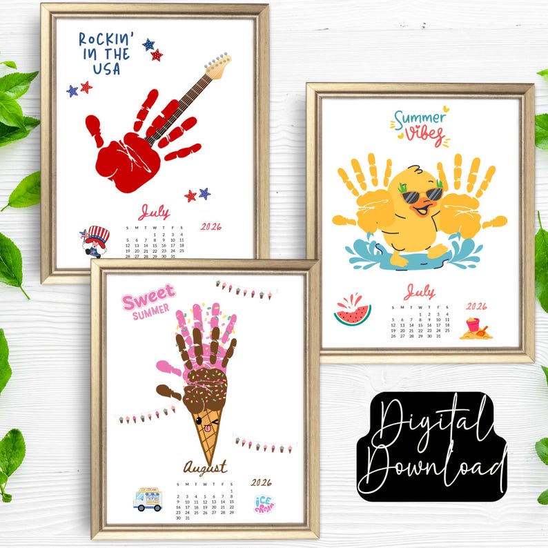 2026 Handprint Calendar Printable, Kids Handprint Art Craft, Monthly ...