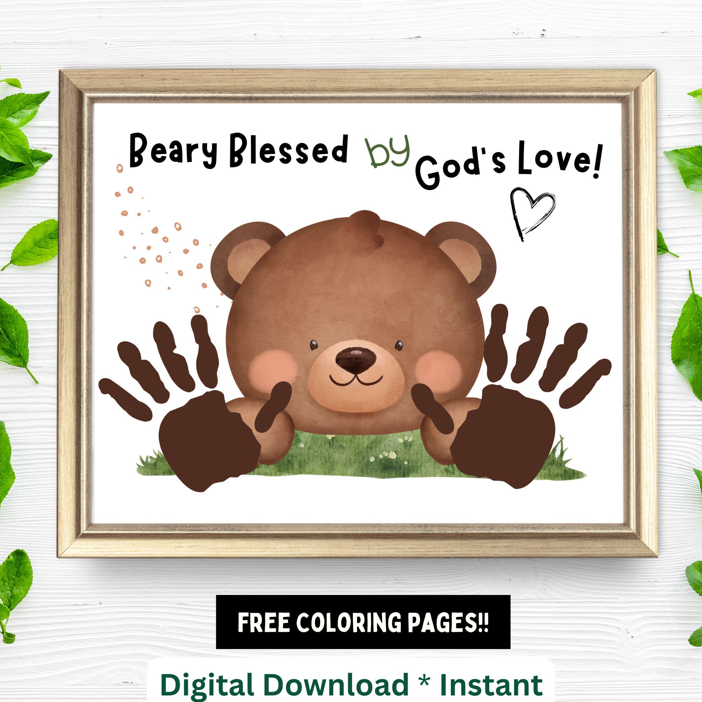 Beary Blessed Handprint Art Craft| Bear Footprint Sign for Kids Prek ...