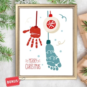 Christmas Handprint Art Craft, Holiday Ornaments Handprint Gift, DIY ...