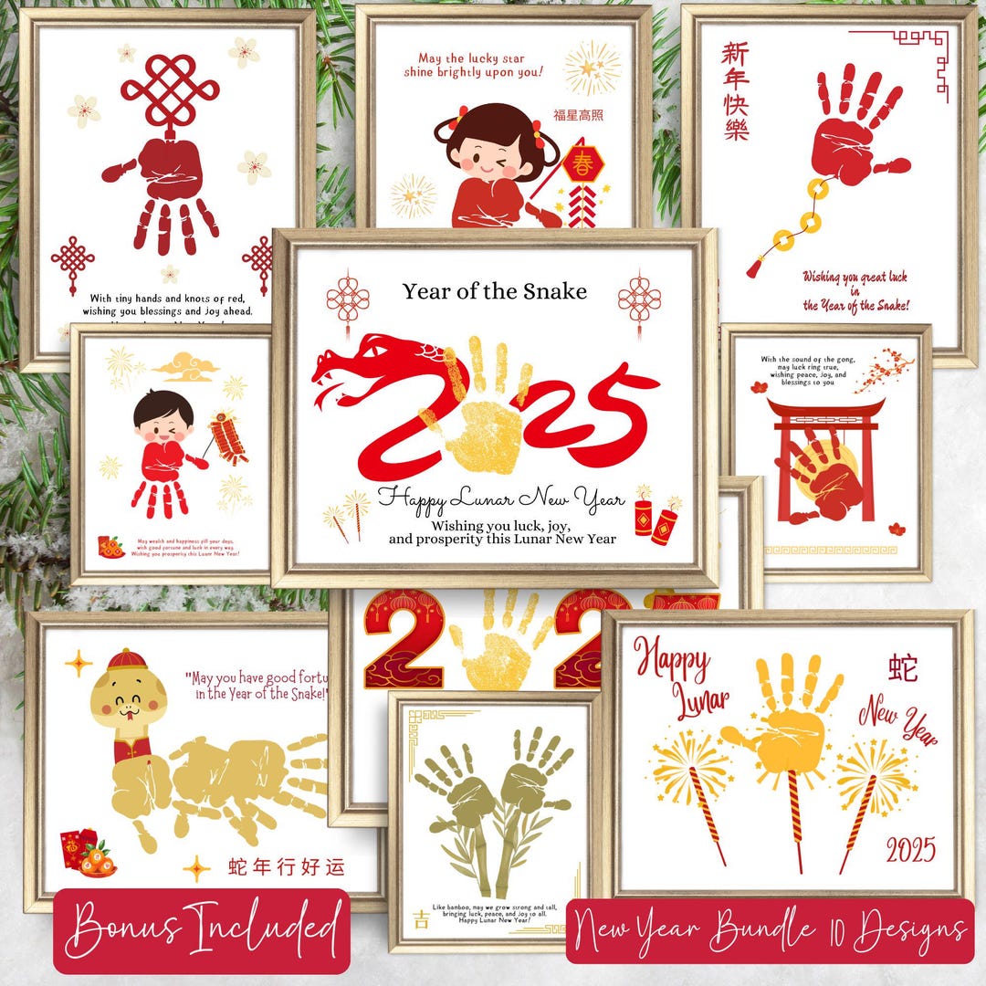 Lunar New Year 2025 Handprint Art Bundle| Year of the Snake Handprint ...