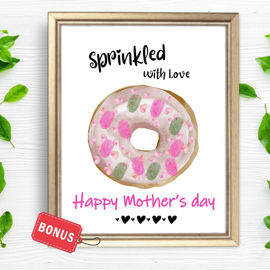 Mother's Day Fingerprint Craft| Sprinkled With Love Donut Happy Mothers ...