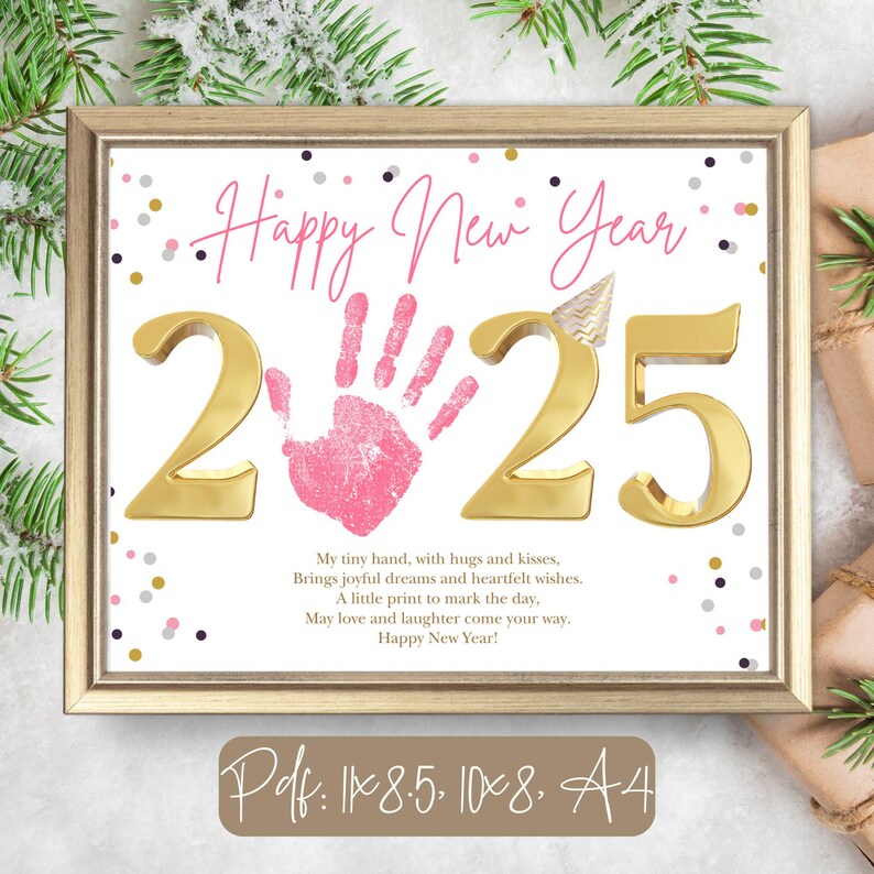 Happy New Year 2025 Handprint Art Craft| Holiday Handprint Poem| DIY ...