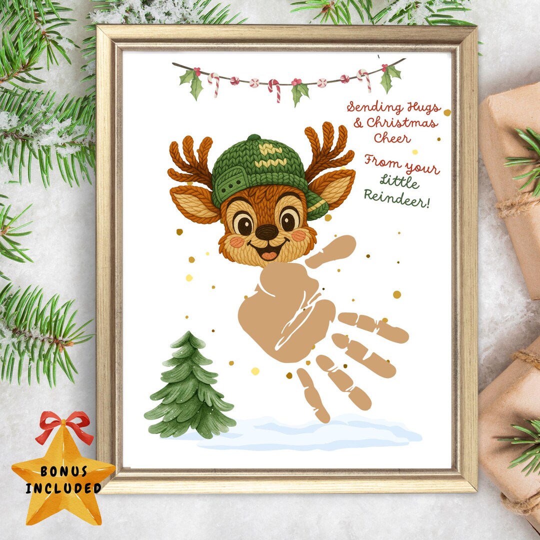 Reindeer Handprint Craft Printable, Christmas Handprint Art Kids ...