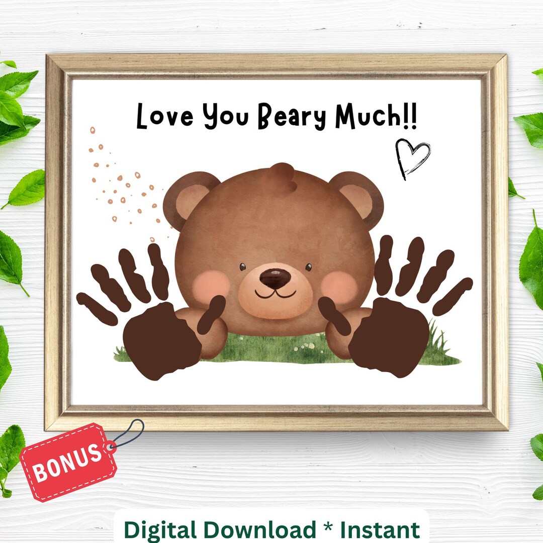 Animal Handprint Craft| DIY Grandparents Day Gift| Cute Bear Footprint ...