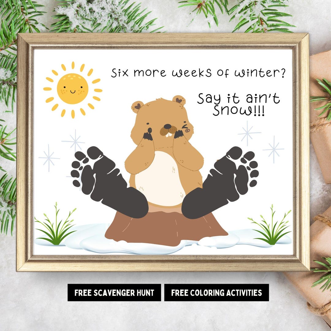 Groundhog Day Handprint Art for Toddlers| Winter Footprint Craft ...