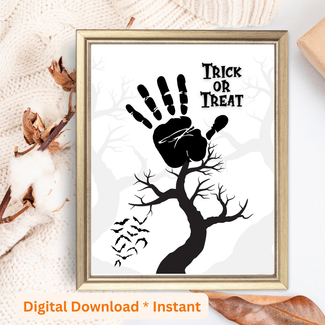Halloween Handprint Artfall Preschool Printable Pumpkin - Etsy