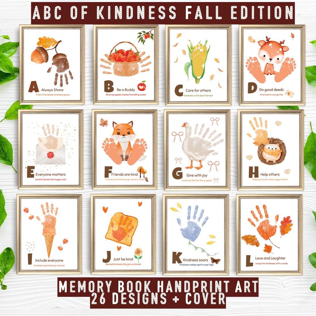 Kindness Handprint Art Craft Bundle, My ABC Handprint Memory Book, Fall ...
