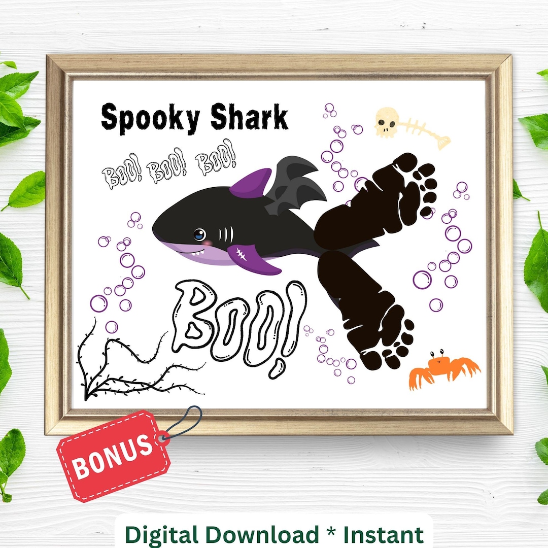 Halloween Footprint Craft Handprint Art Craft Spooky Shark Halloween ...