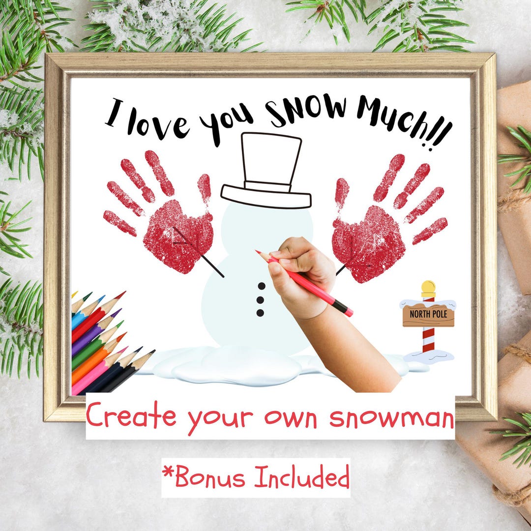 Snowman Handprint Art| I Love You Snow Much Christmas Winter Handprint ...