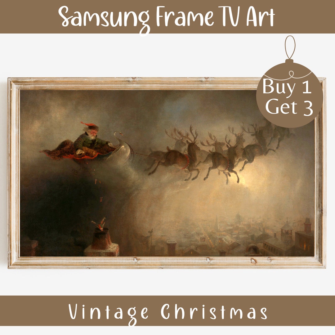 Samsung Frame Tv Art Christmas| Vintage Christmas Frame Tv Art Winter ...