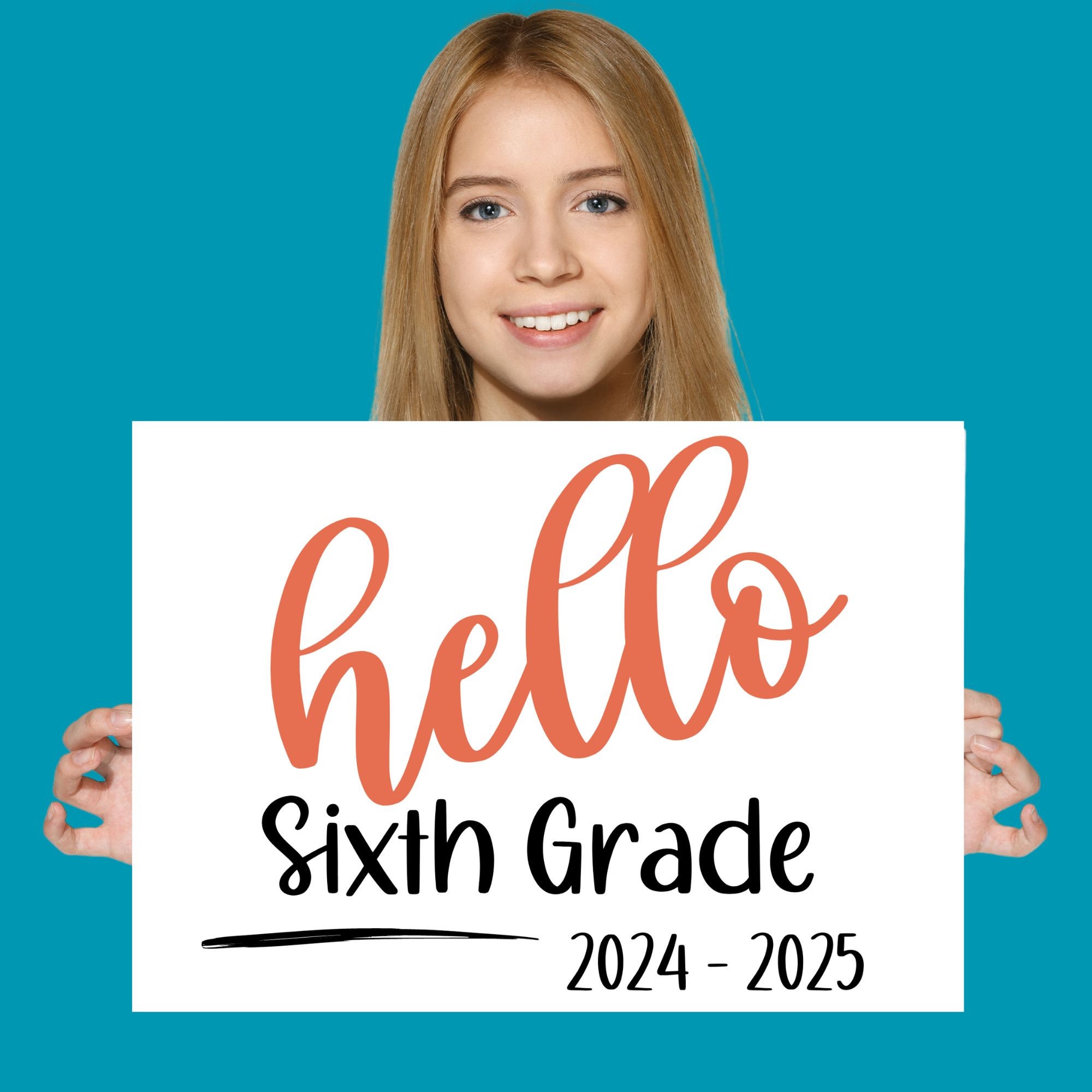 Hello Sixth Grade First Day of School Sign |first Day of 6th Grade Sign ...