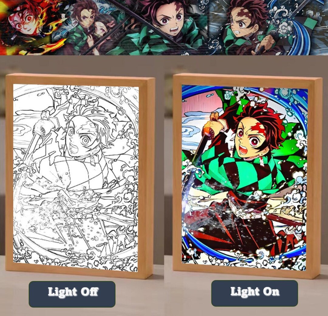 Tanjiro Demon Slayer Light Frame, Illuminated Print, Light Painting ...