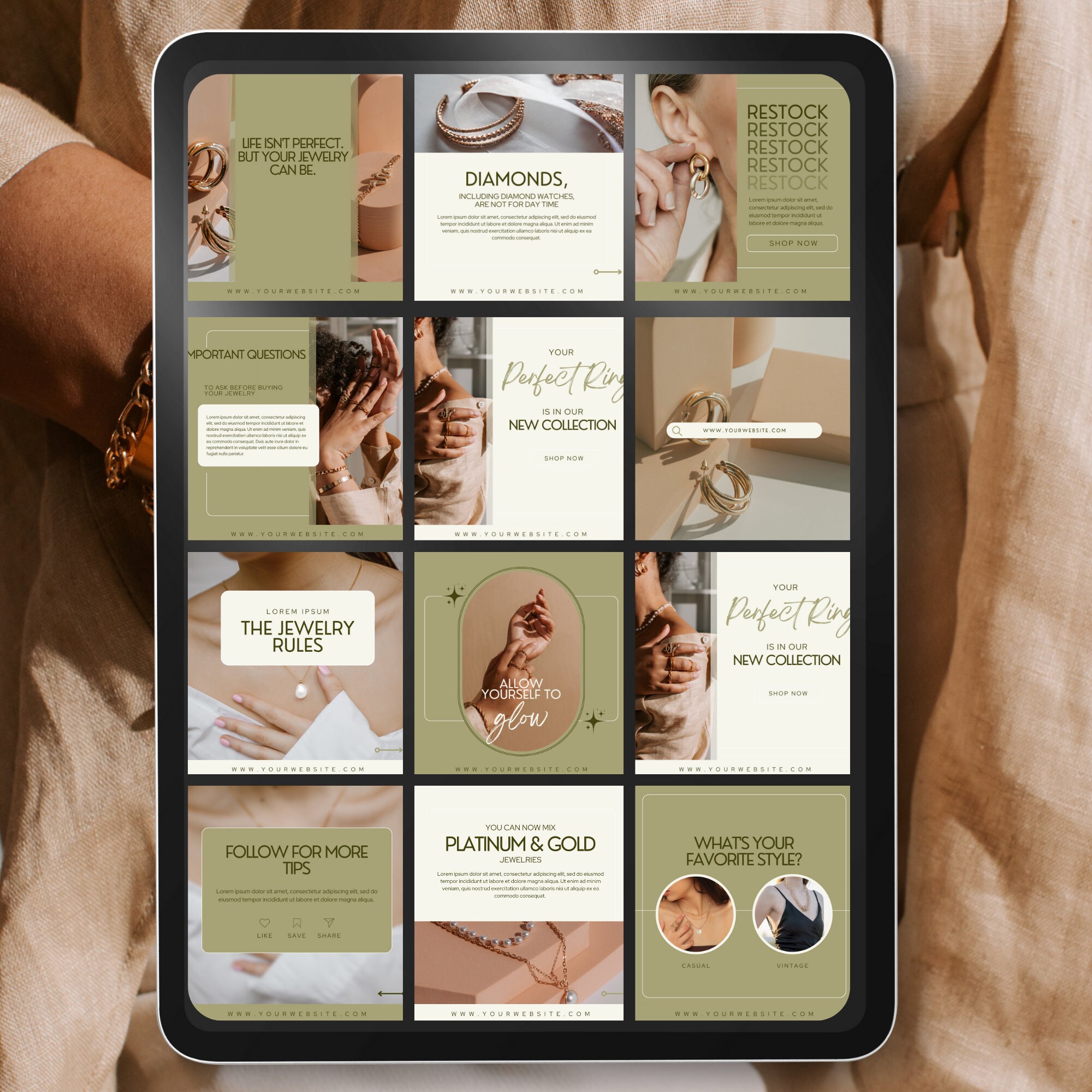 Jewelry Instagram Templates INSTANT DOWNLOAD Editable Canva Social ...