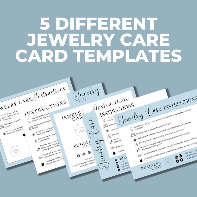 Earring Care Cards | Printable Jewellery Care Instructions | Care Card ...