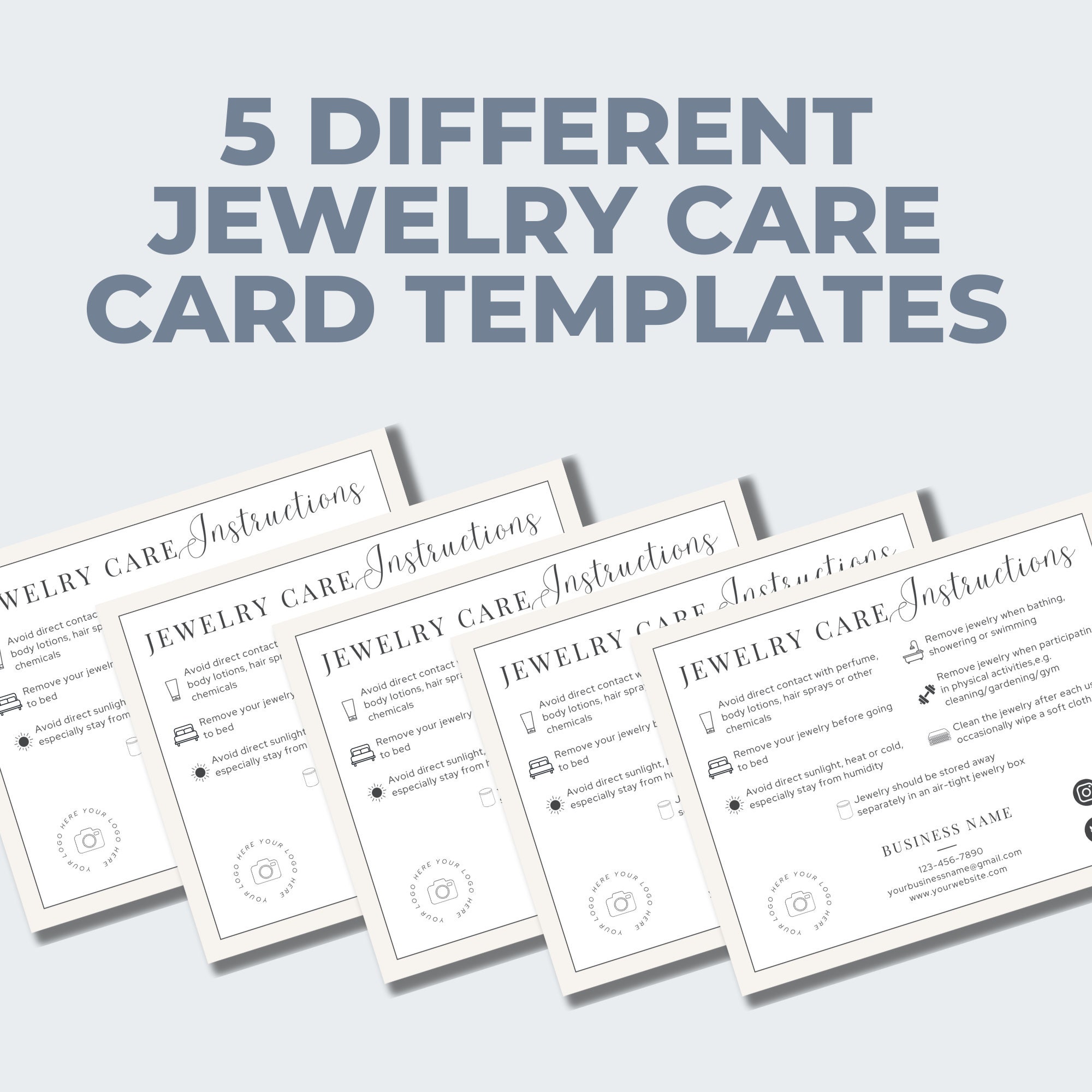 Editable Jewelry Care Card Template INSTANT DOWNLOAD Jewelry Care ...